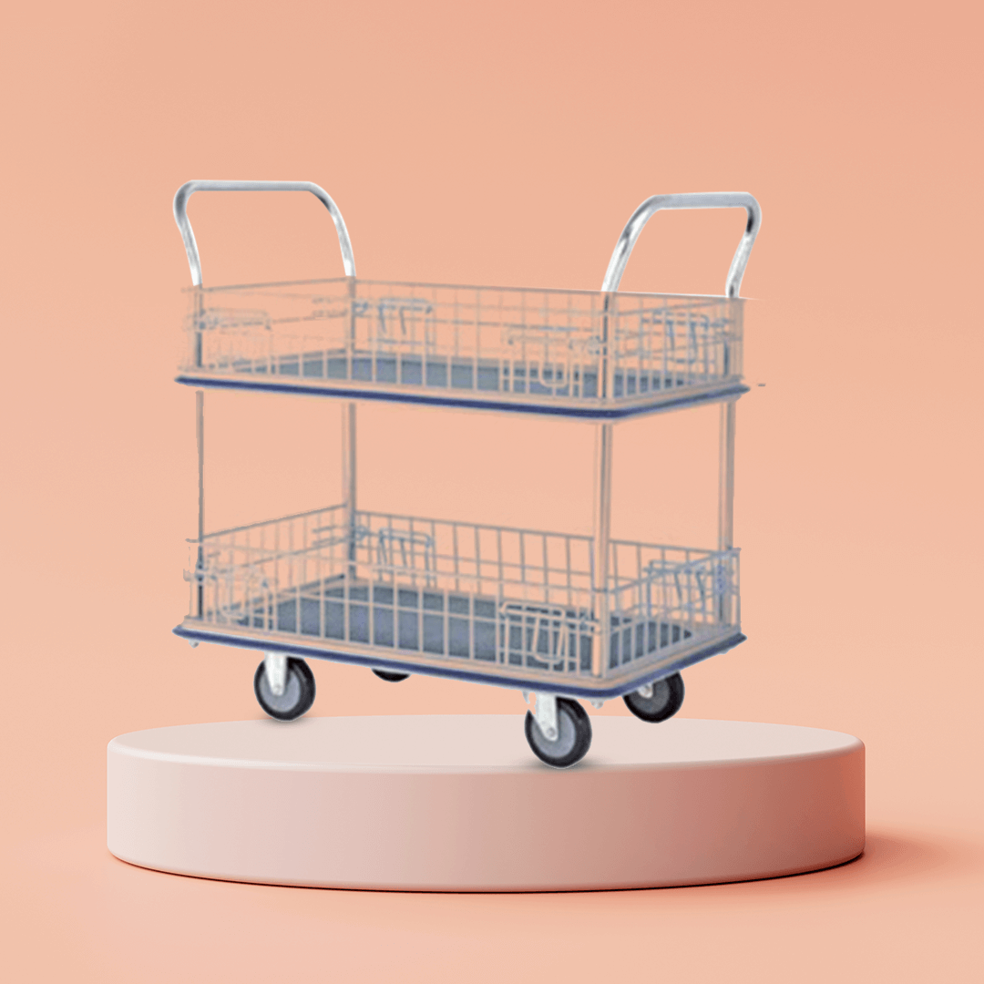 JUMBO 2TIER DOUBLE HANDLE MESH TROLLEY L985*W610*H1060 370KG HB220M ...